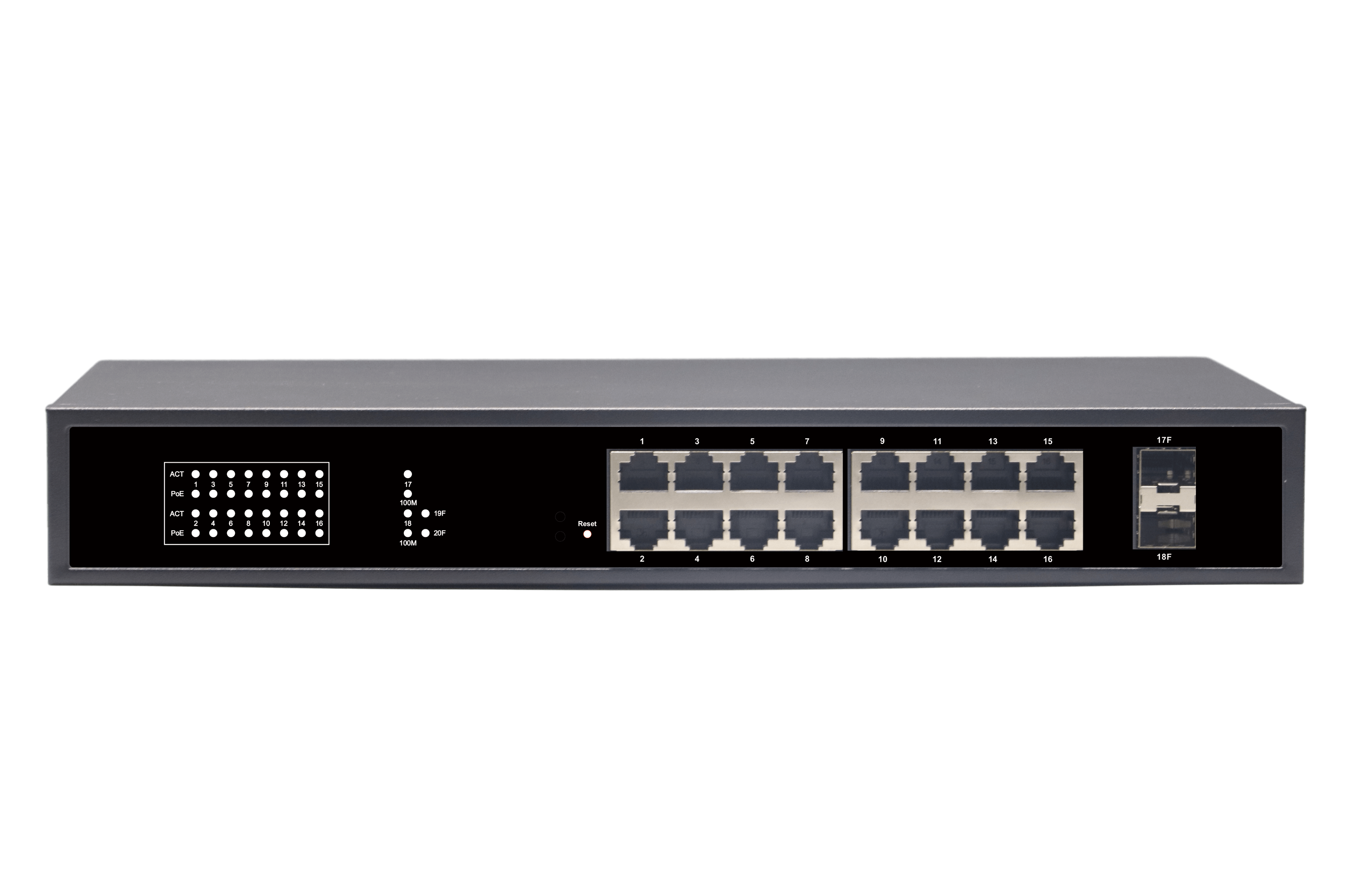 Lite Management Switch PoE 16 Ports Gigabit with 2GE SFP 200W/280W - LINKOH